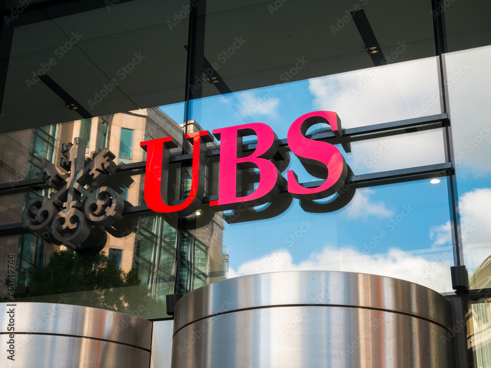London, England, August 2021: UBS UK Head Office, 5 Broadgate Circle ...