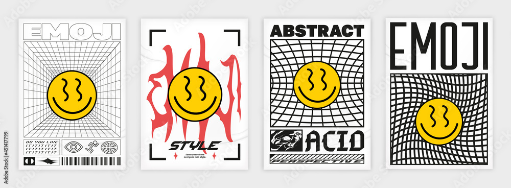 Abstract emoji poster. Acid Graphic style, Rave, Text design, Posters ...