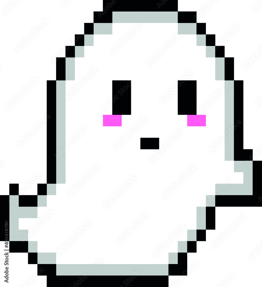 ghost Pixel Art isolated on white Background vector illustration Stock ...
