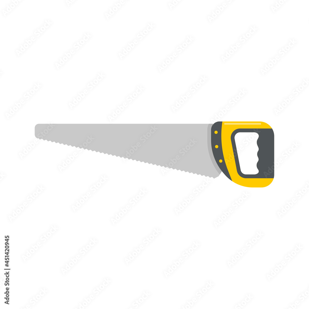 Hand tools vector. Saw with a zigzag blade for cutting wood. Stock ...