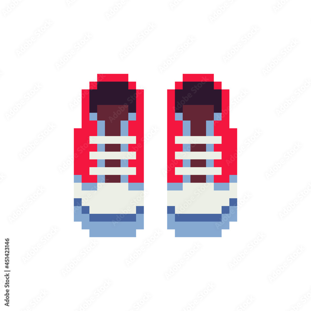 Red sneakers pixel art icon. Design for sticker, logo, web and mobile ...