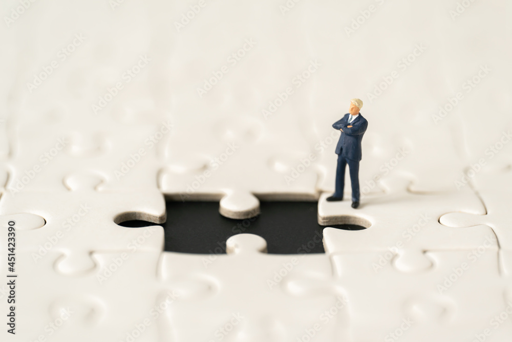 Miniature people Group Business man mini figures standing thinking on ...