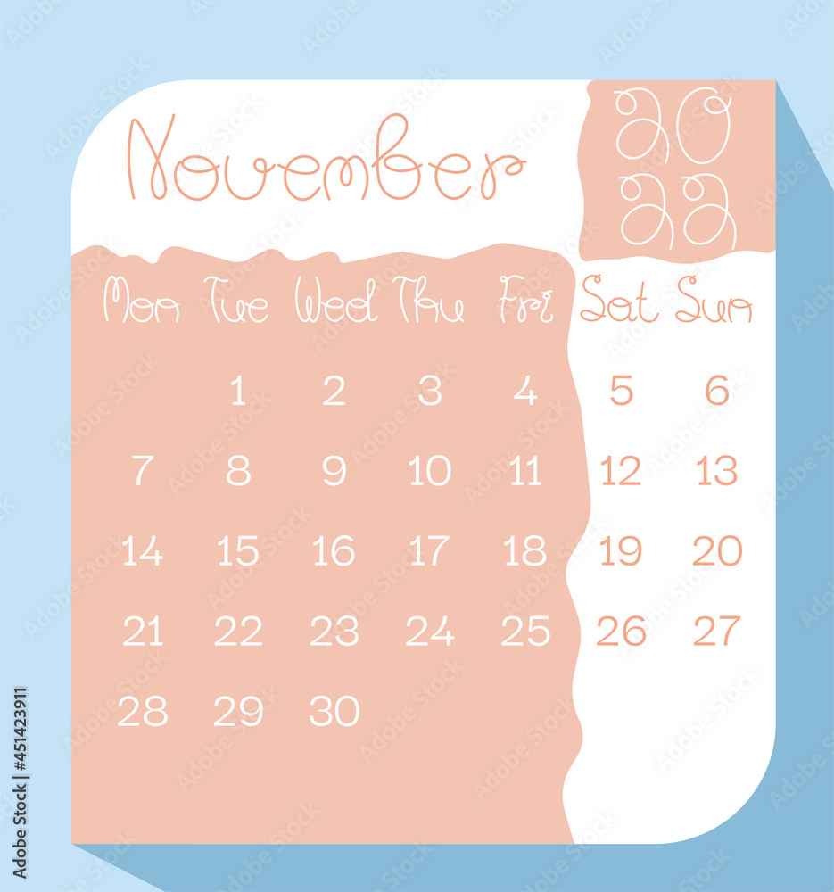 Colorful November 2022 Calendar