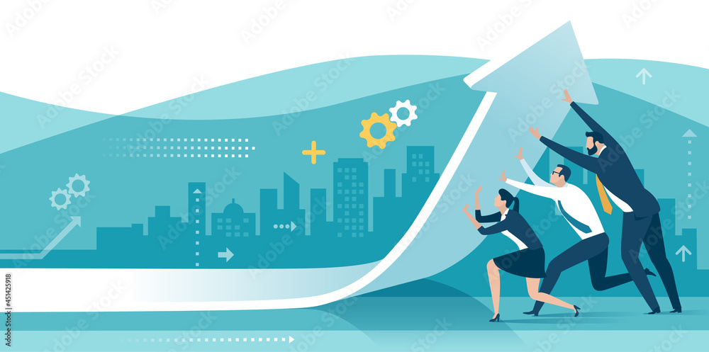 Cooperation Teamwork Concept - Growth. Business vector illustration ...