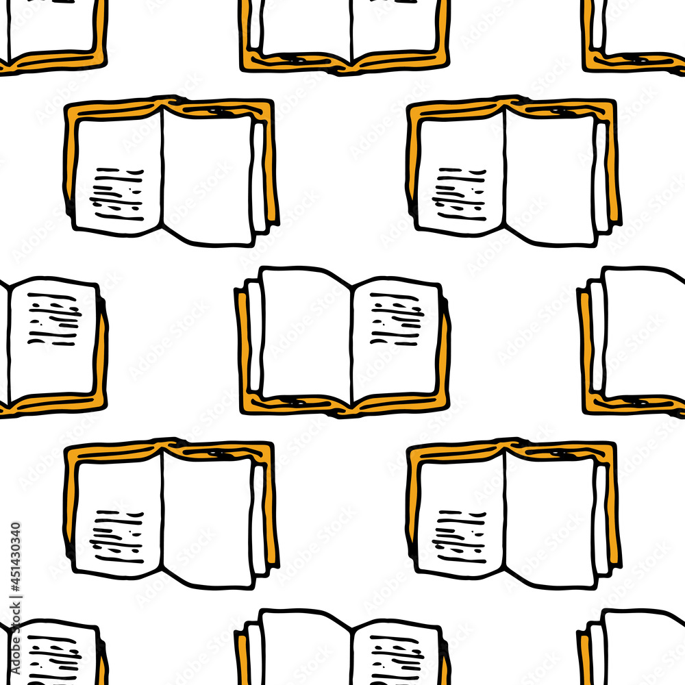 Vector pattern from an open book. a seamless pattern made of a doodle ...