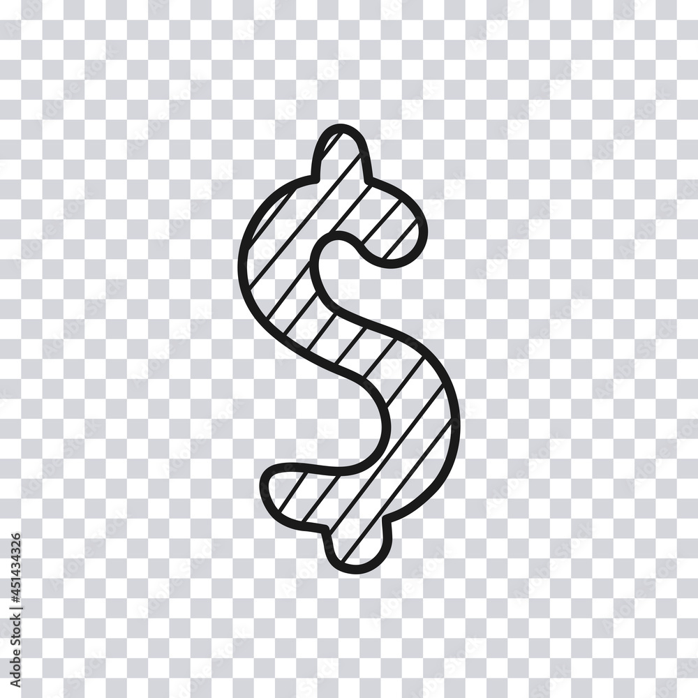 Hand drawn symbol Dollar isolated on transparent background. Vector ...