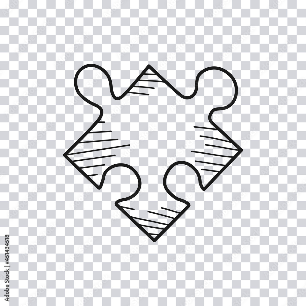 Hand drawn puzzle isolated on transparent background. Sketch of puzzle ...