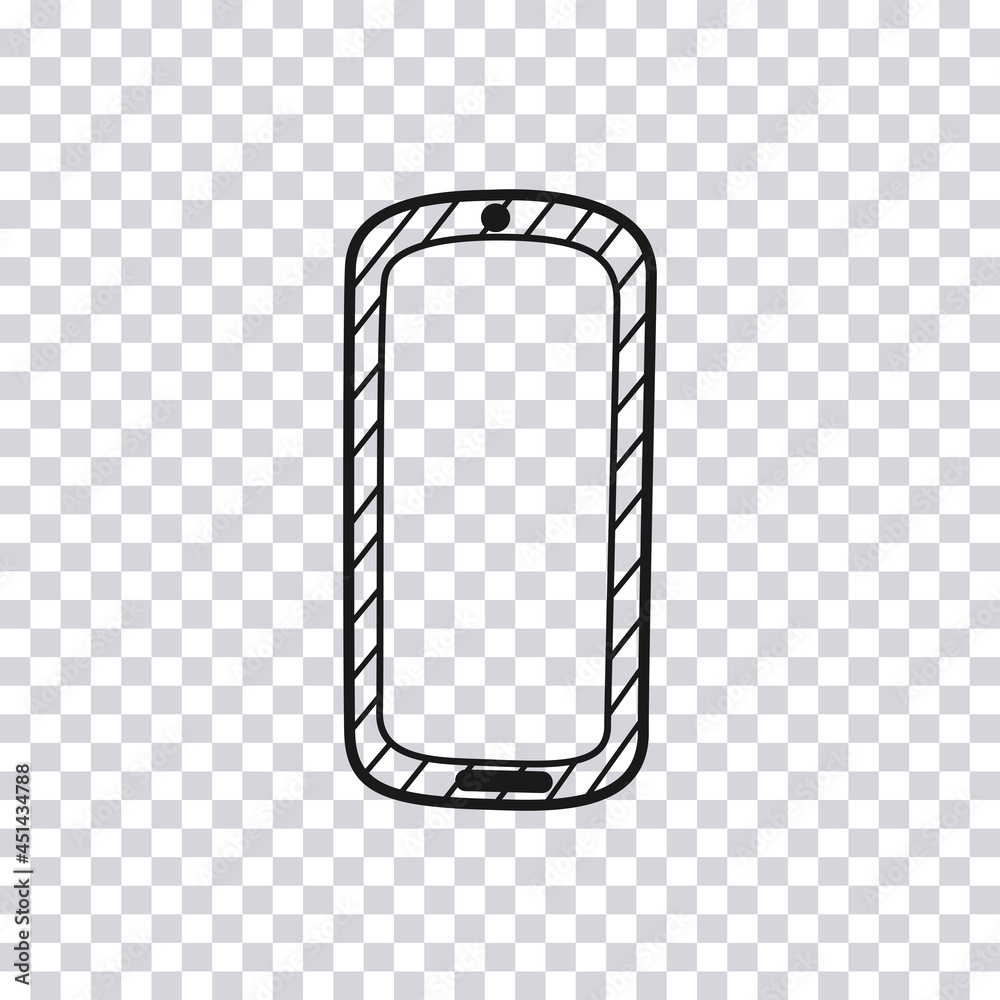 Hand drawn smart phone isolated on transparent background. Vector ...