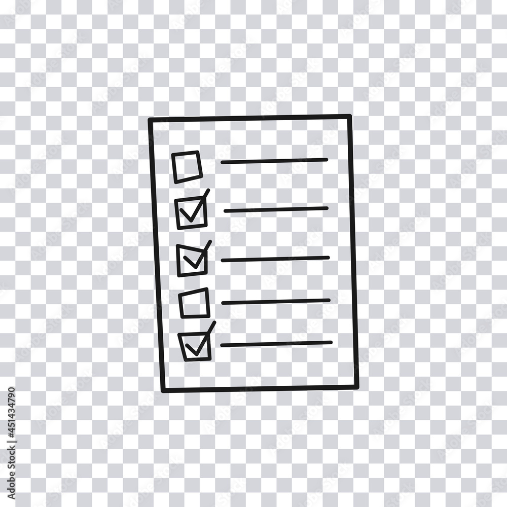 Hand drawn check lists paper isolated on transparent background. Sketch ...
