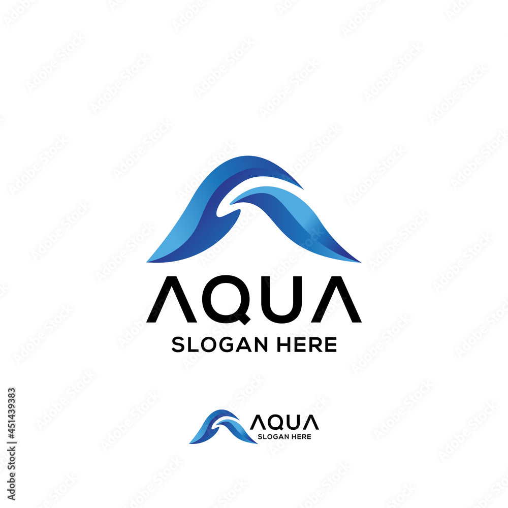 Aqua logo, The concept is combinations the letter A with wave Stock ...