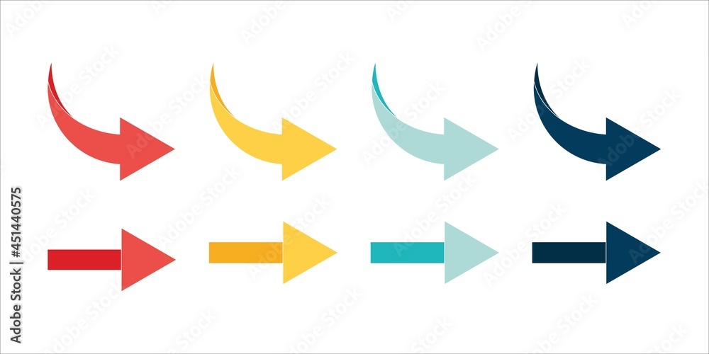 Arrow icon set. Colored arrow symbols. Arrow of different types. Arrow ...