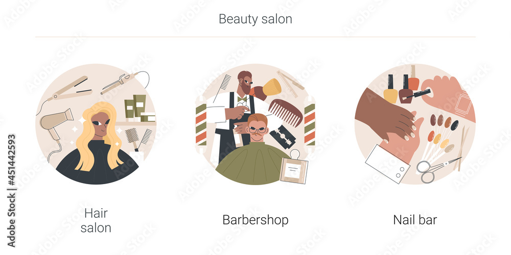 Beauty salon abstract concept vector illustration set. Hair salon ...