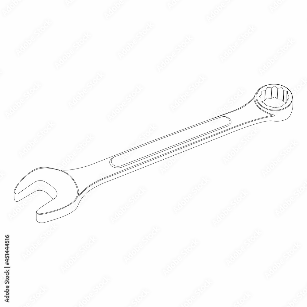 Isolated combination wrench sketch vector graphics Stock Vector | Adobe ...