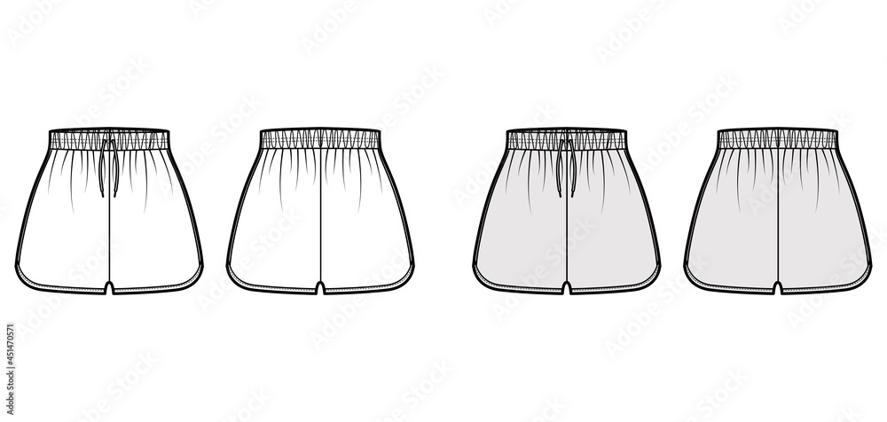 Sport training shorts Activewear technical fashion illustration with ...