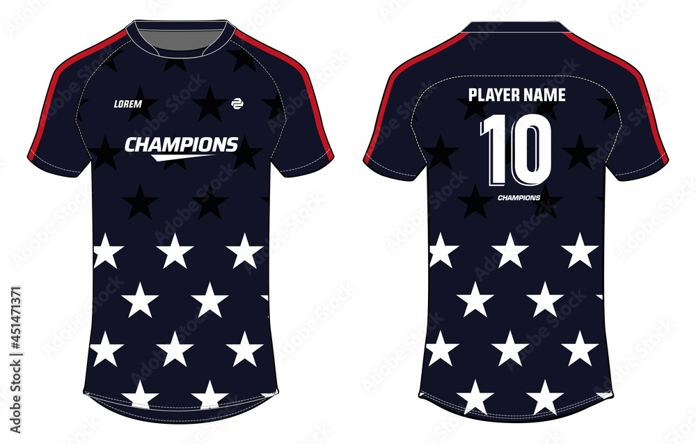 Sports jersey t shirt design concept vector template, Star pattern ...