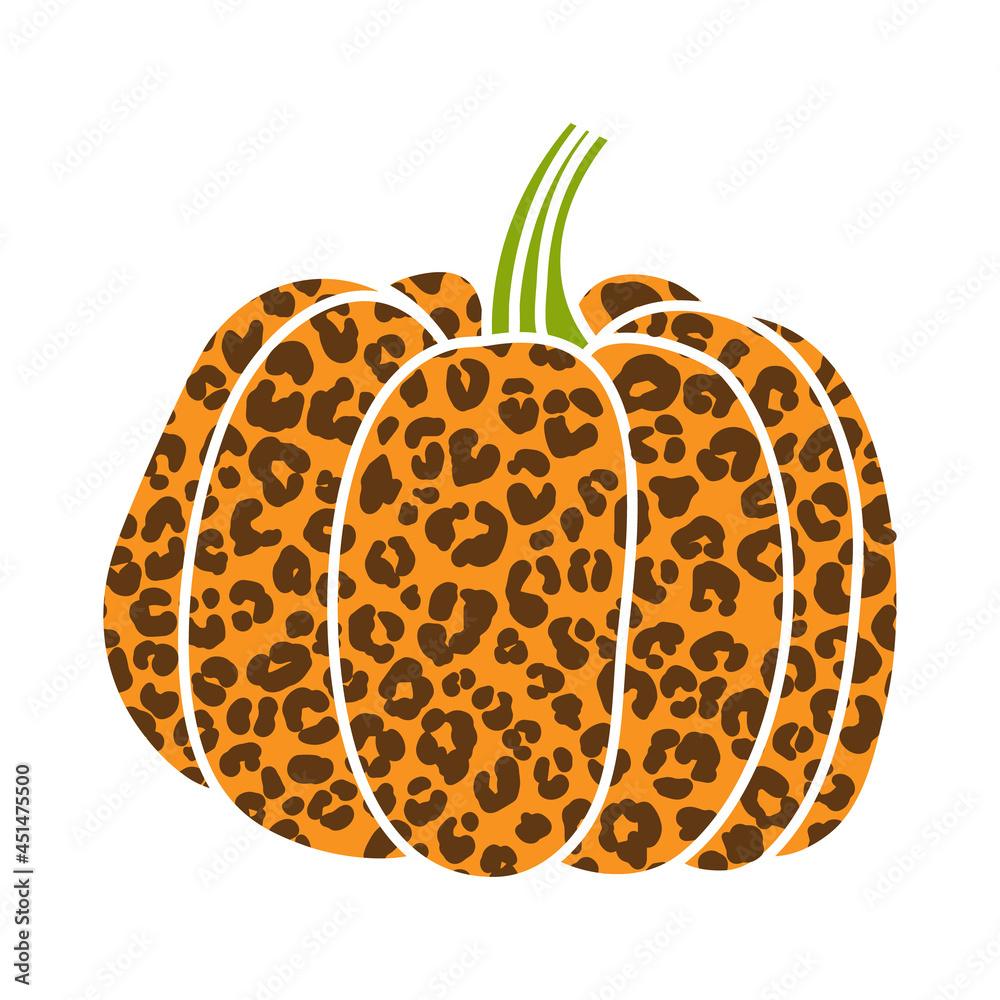 Leopard print pumpkin illustration in doodle style. Pumpkin - a symbol ...