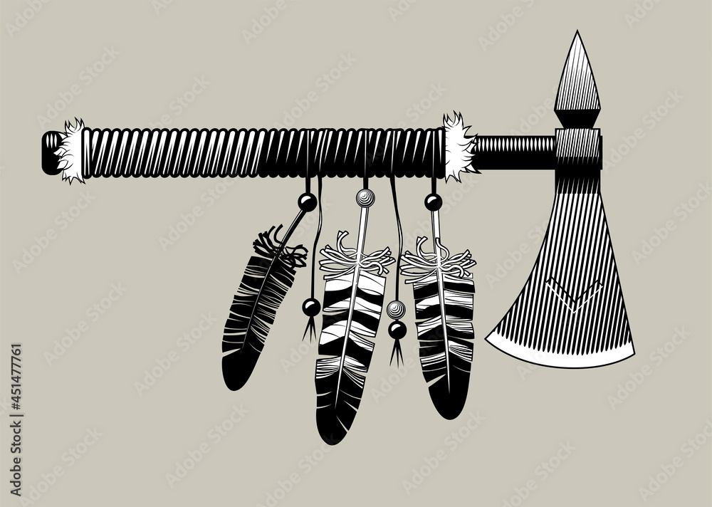 Vintage engraving stylized drawing of decorated indian tomahawk Stock ...