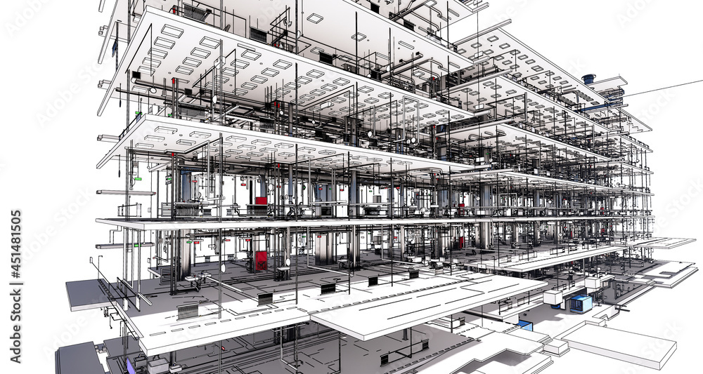 Conceptual visualization of the BIM model supporting frame and ...