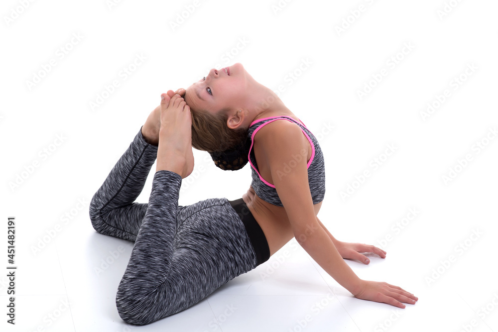 The gymnast perform an acrobatic element on the floor. Stock Photo ...