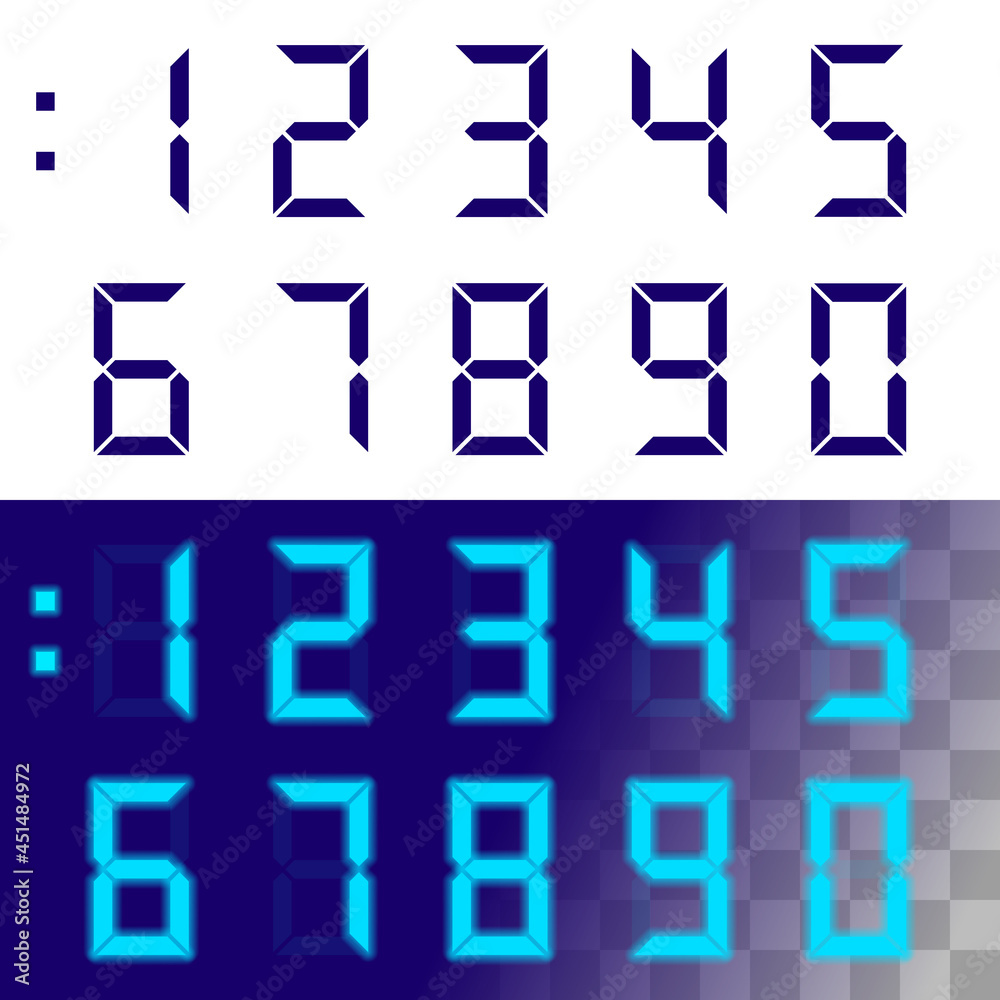 Calculator Digital Numbers on White and Dark-Blue Background with ...