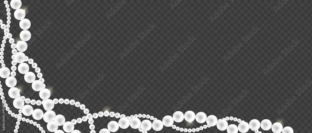 Vector chains of pearls, string beads on transparent background for ...