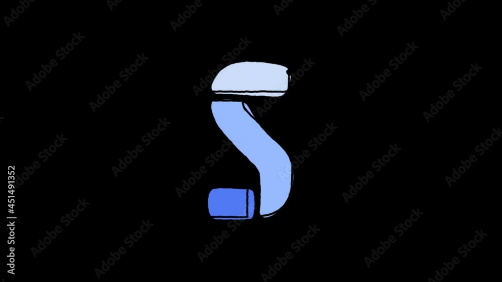Letter S. Animated Cartoon, Shake twitch effect. 4K video. Transparent ...
