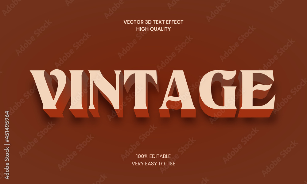 Vintage Editable 3D Text Effect Style, Shiny Bold 3D Text Style Font ...