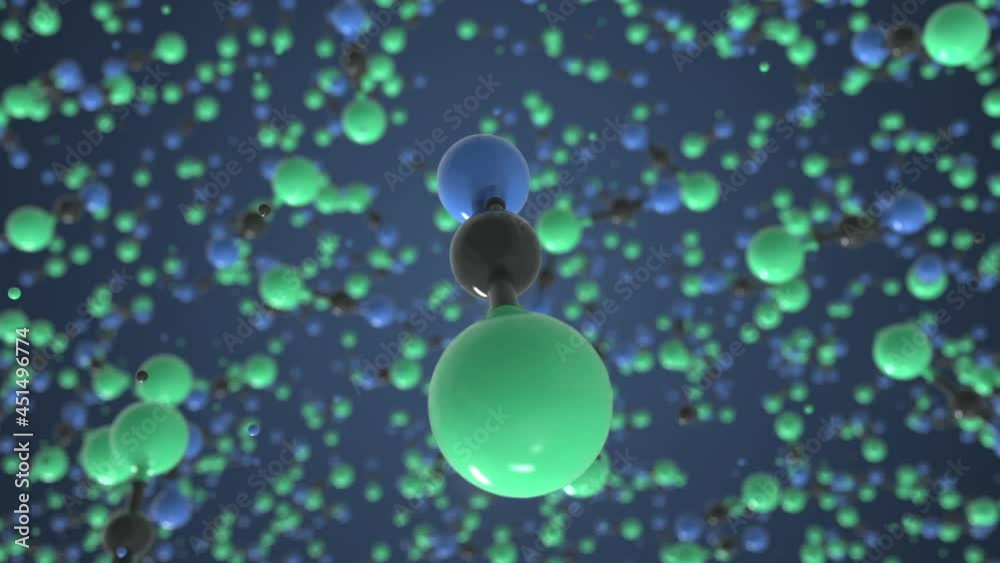 Cyanogen chloride molecule, conceptual molecular model. Chemical ...