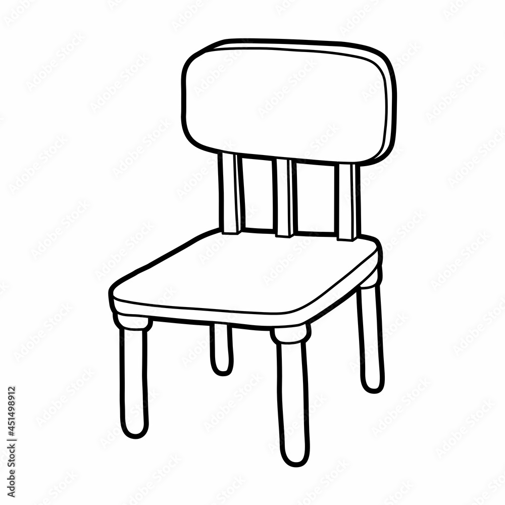 simple wooden school chair lineart vector illustration icon design ...