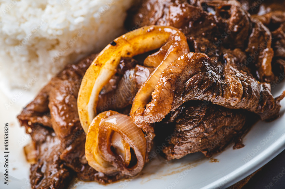 Bistek Tagalog( Filipino Beef Steak) is made of thinly sliced sirloin ...