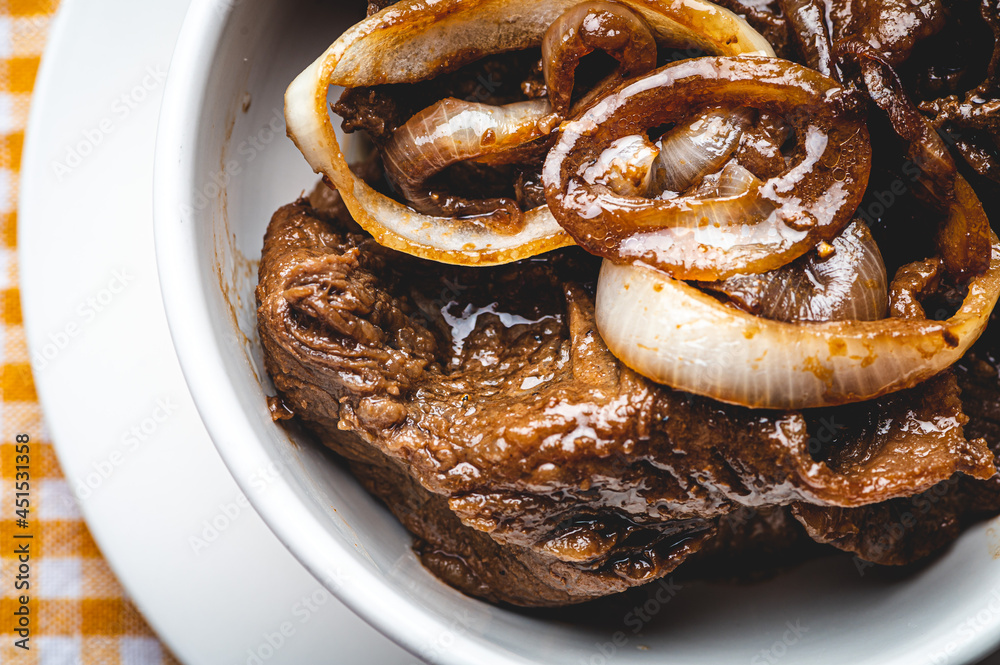 Bistek Tagalog( Filipino Beef Steak) is made of thinly sliced sirloin ...