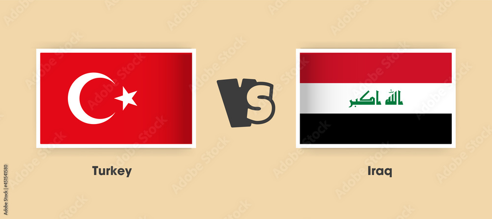 Turkey vs Iraq flags placed side by side. Creative stylish national ...