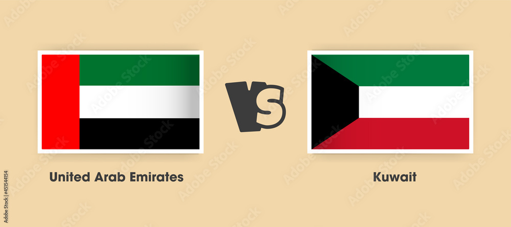 United Arab Emirates vs Kuwait flags placed side by side. Creative ...