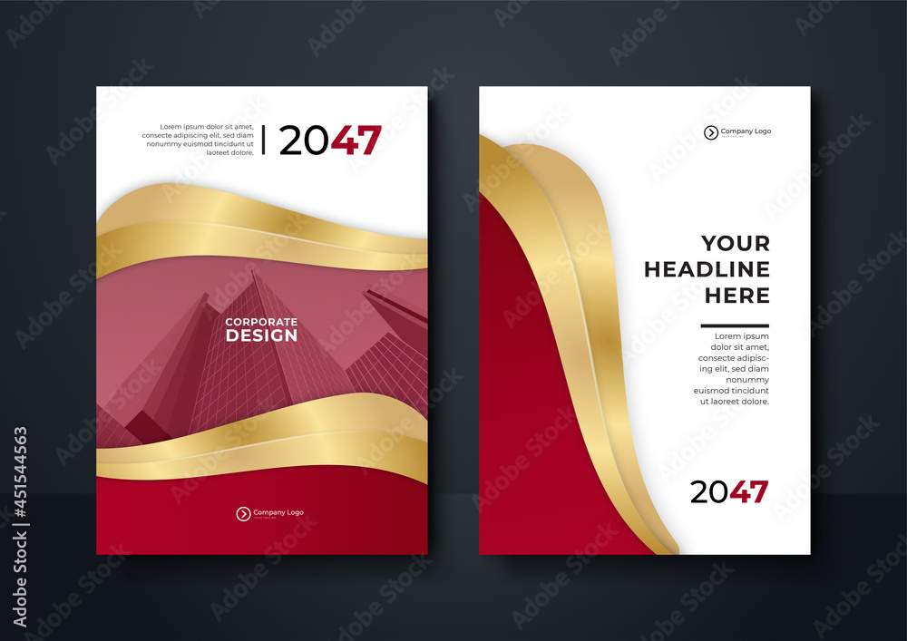 Red gold brochure design template. modern gold and red design template ...