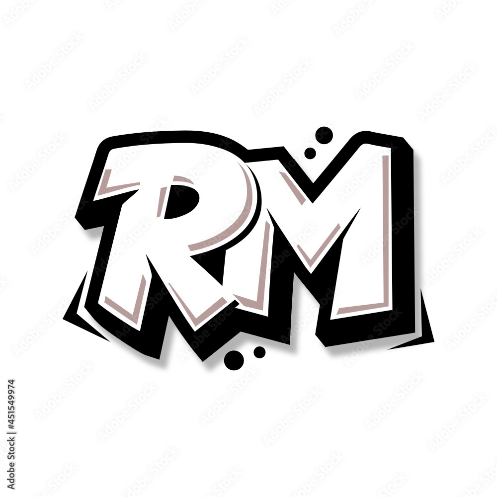 Simple Initial Logo Lettering Cartoon Grafity Black and White RM Stock ...