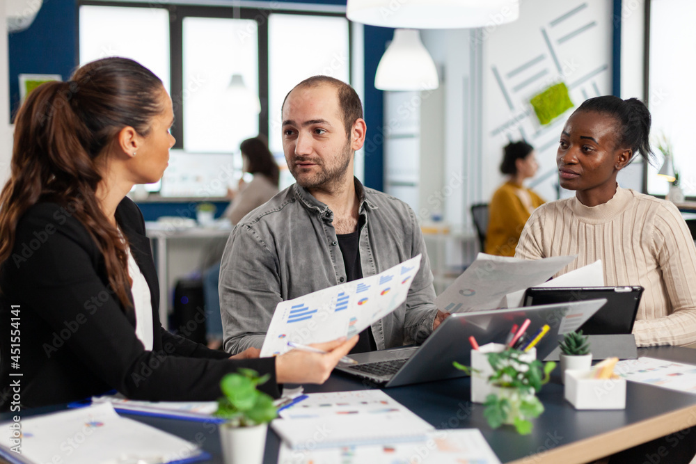 Angry business man screaming at diverse colleagues during office ...