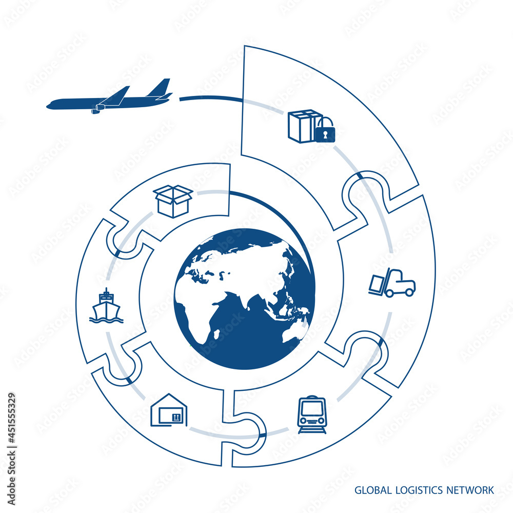 Global logistics network. Map global logistics partnership connection ...