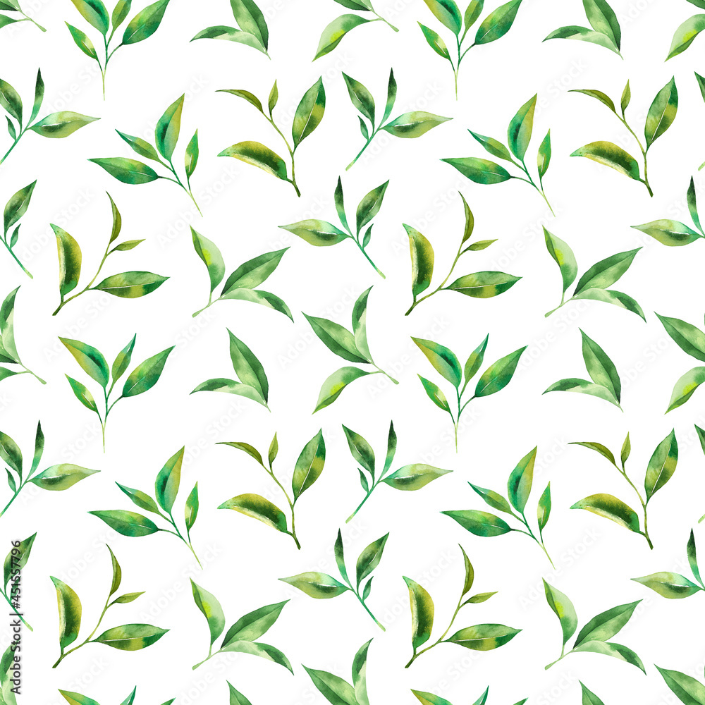 Tea leaves seamless pattern. Food background with tea leaves ...