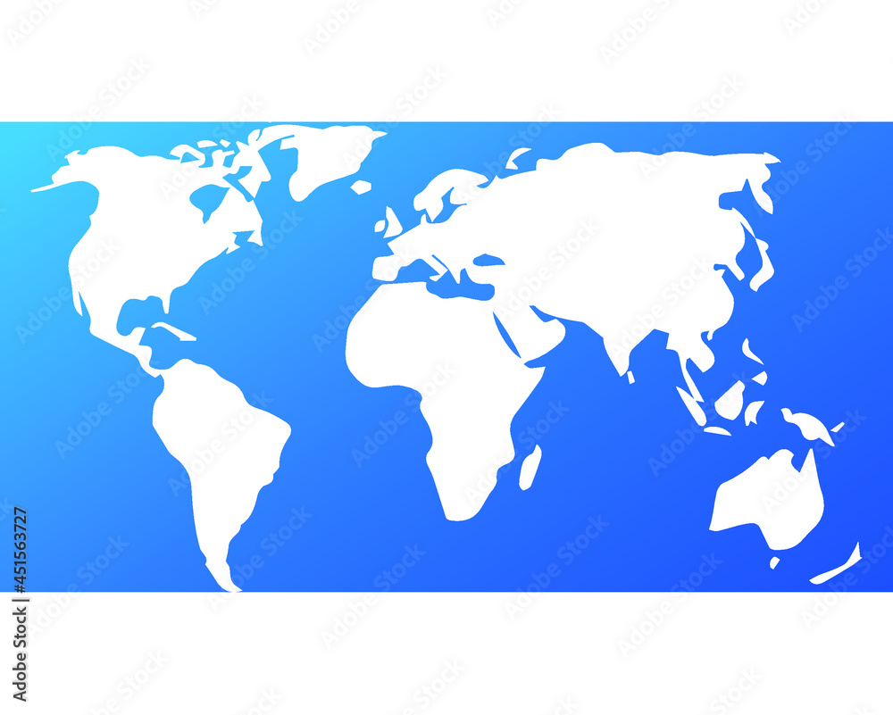 Simple Vector Blue map of the World Illustration Stock Vector | Adobe Stock