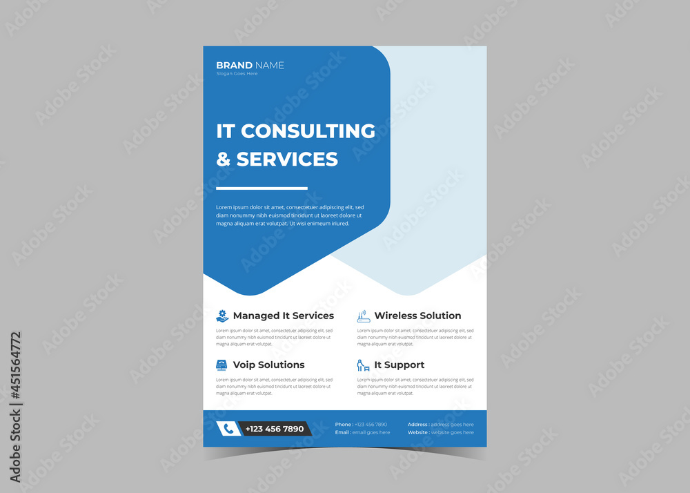IT service and management flyer template idea sample. Virtual IT ...