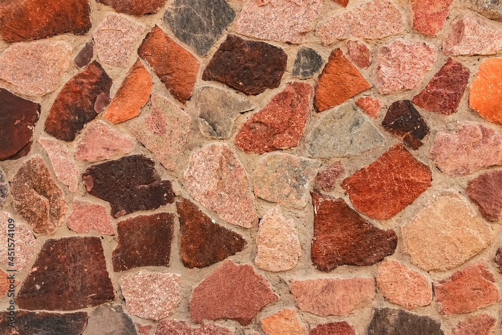 Decorative wall cladding with large granite stones. Mosaic background ...