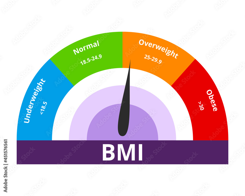 Body Mass Index overweight concept. Colorful BMI Chart vector ...