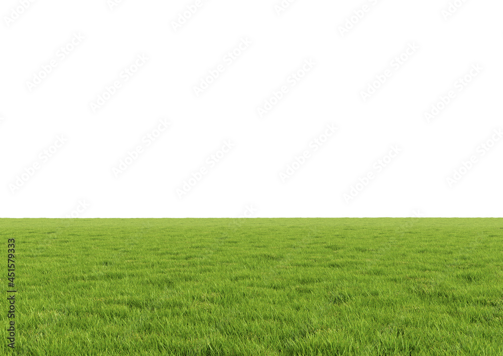 Realistic empty green grass field isolated on white background ...