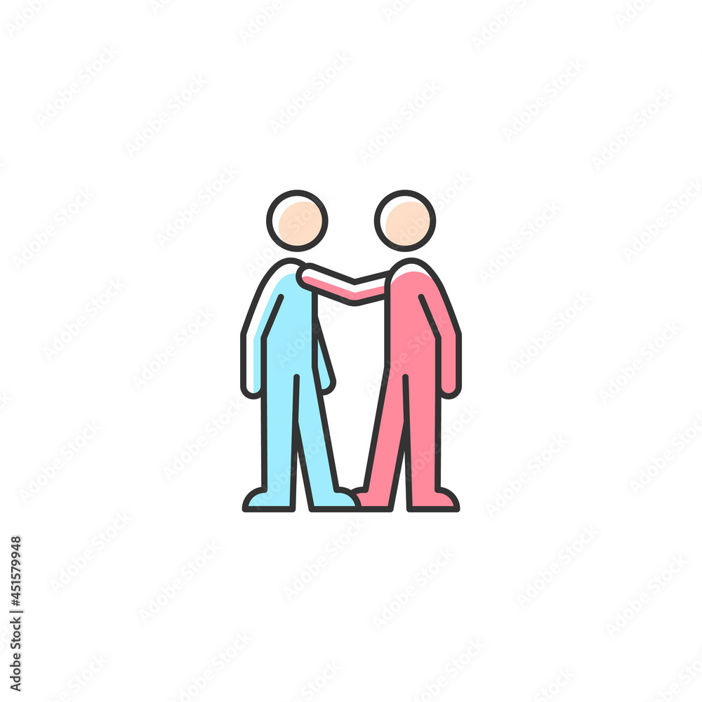 Haptic communication RGB color icon. Personal touch. Convey intimate ...