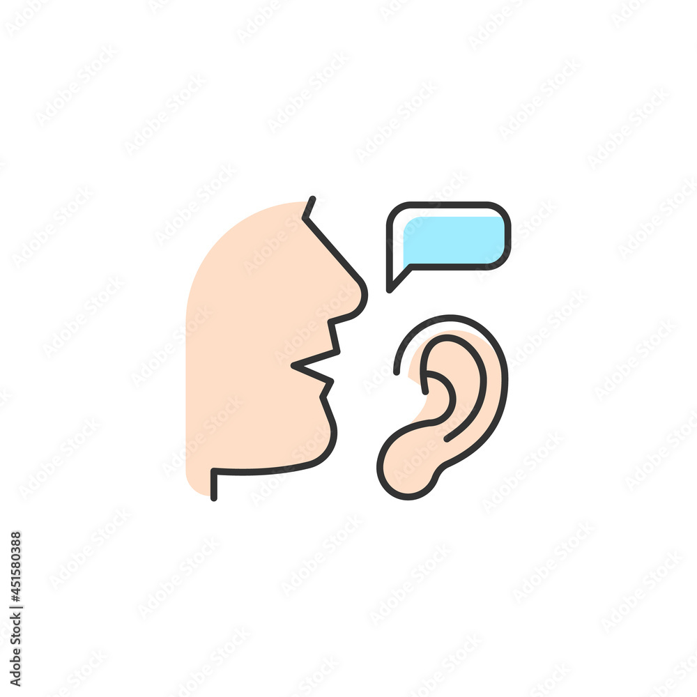 Active listening RGB color icon. Attentive listener. Building trustful ...