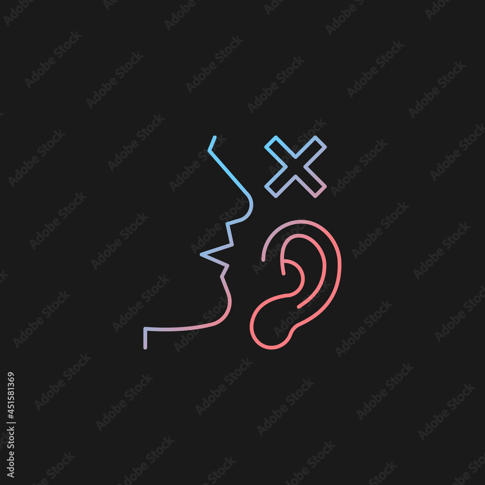 Language disabilities gradient vector icon for dark theme ...