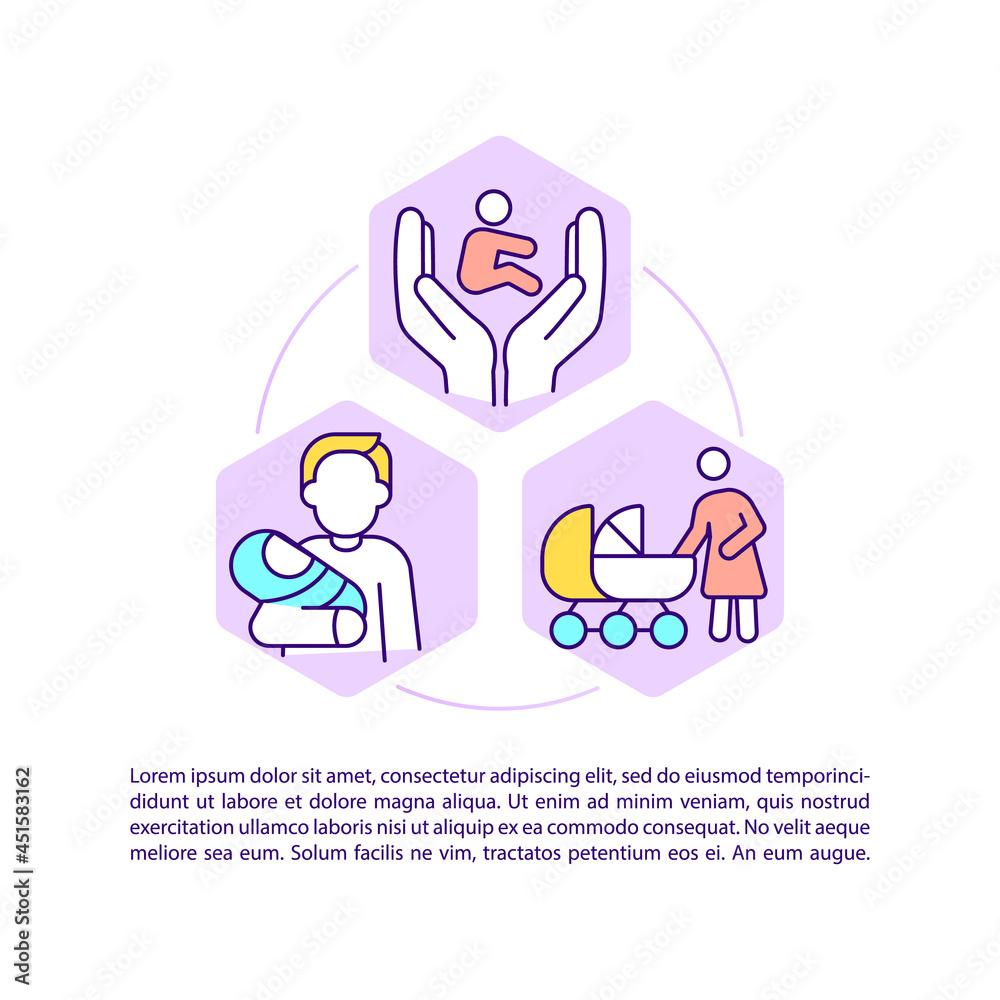 Parental leave concept line icons with text. PPT page vector template ...