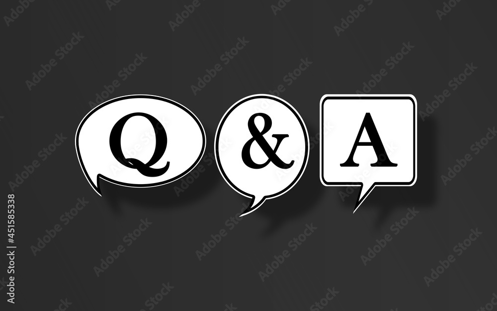 Questions and Answers Symbol In Bubble speech Against dark grey ...