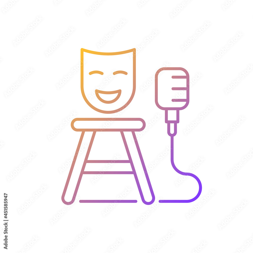 Stand up show gradient linear vector icon. Comedic performance. Concert ...