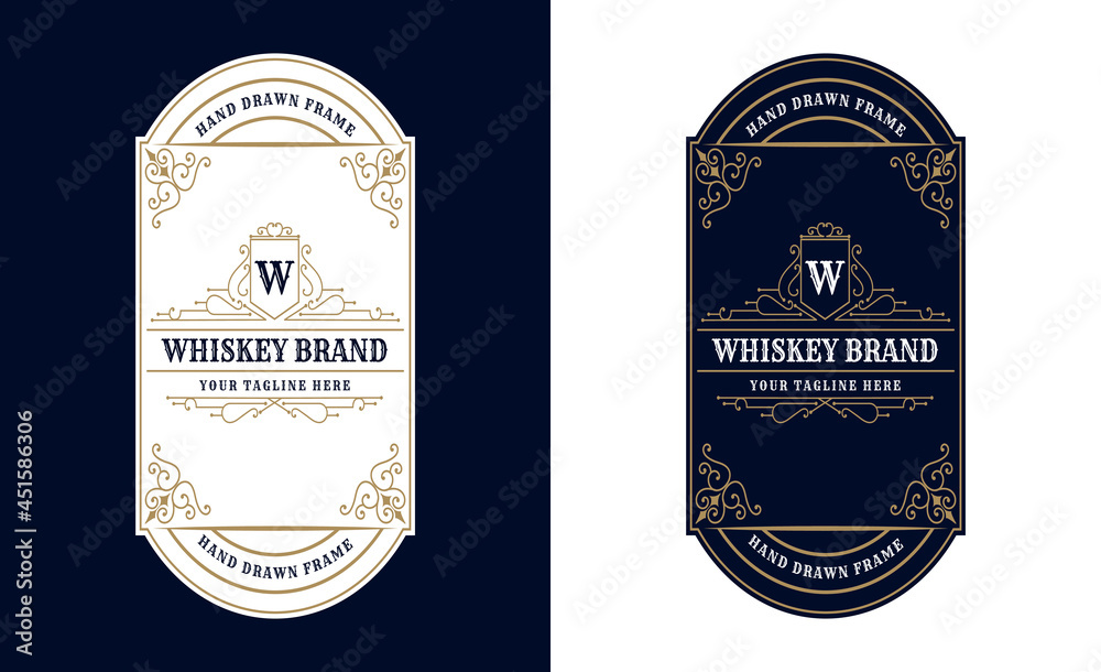 Whiskey Bourbon Vintage luxury antique border frame western engraving ...